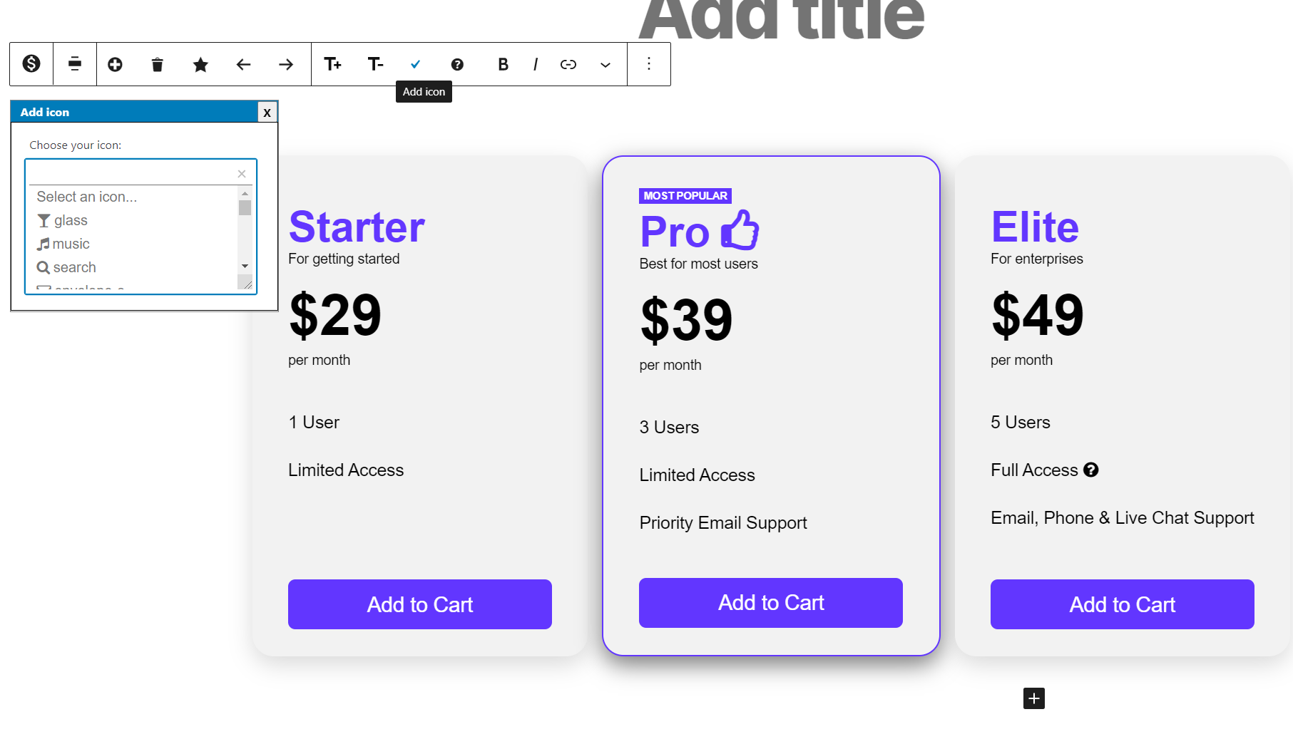 Easy Pricing Tables 3.1: New Icon Picker & Tooltips - Fatcat Apps
